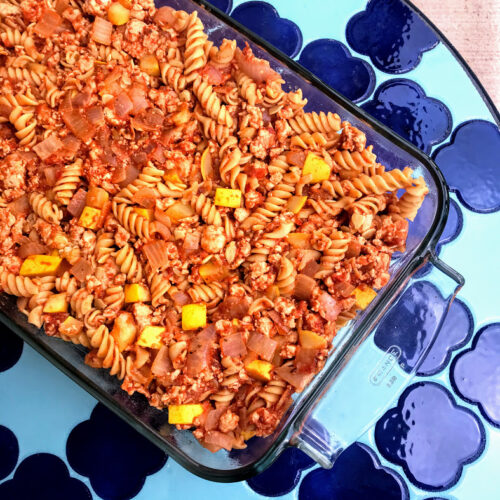 High Protein Three Cheese Pasta Bake