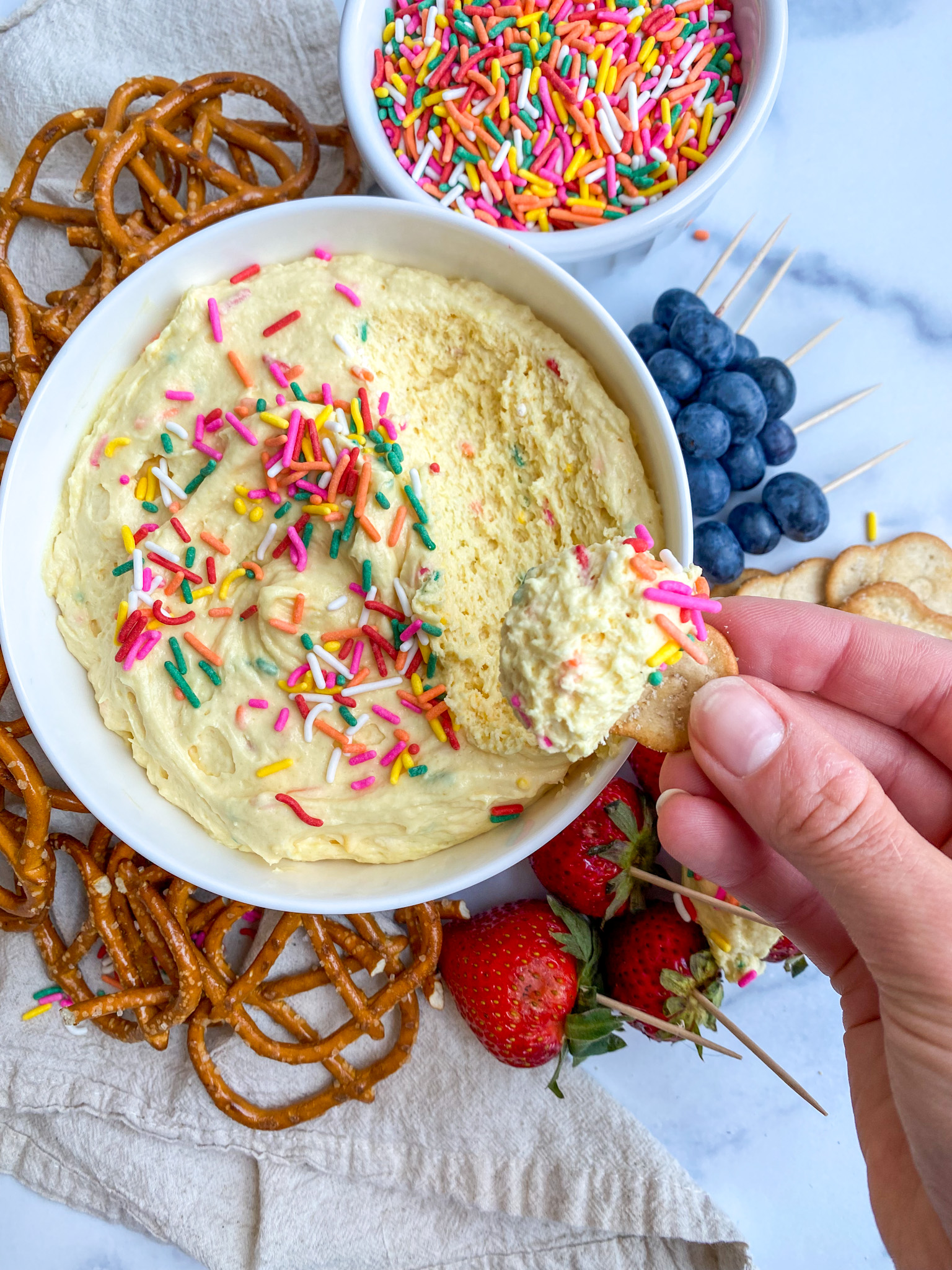 Funfetti Cake Batter Dip - Macro Friendly Desserts
