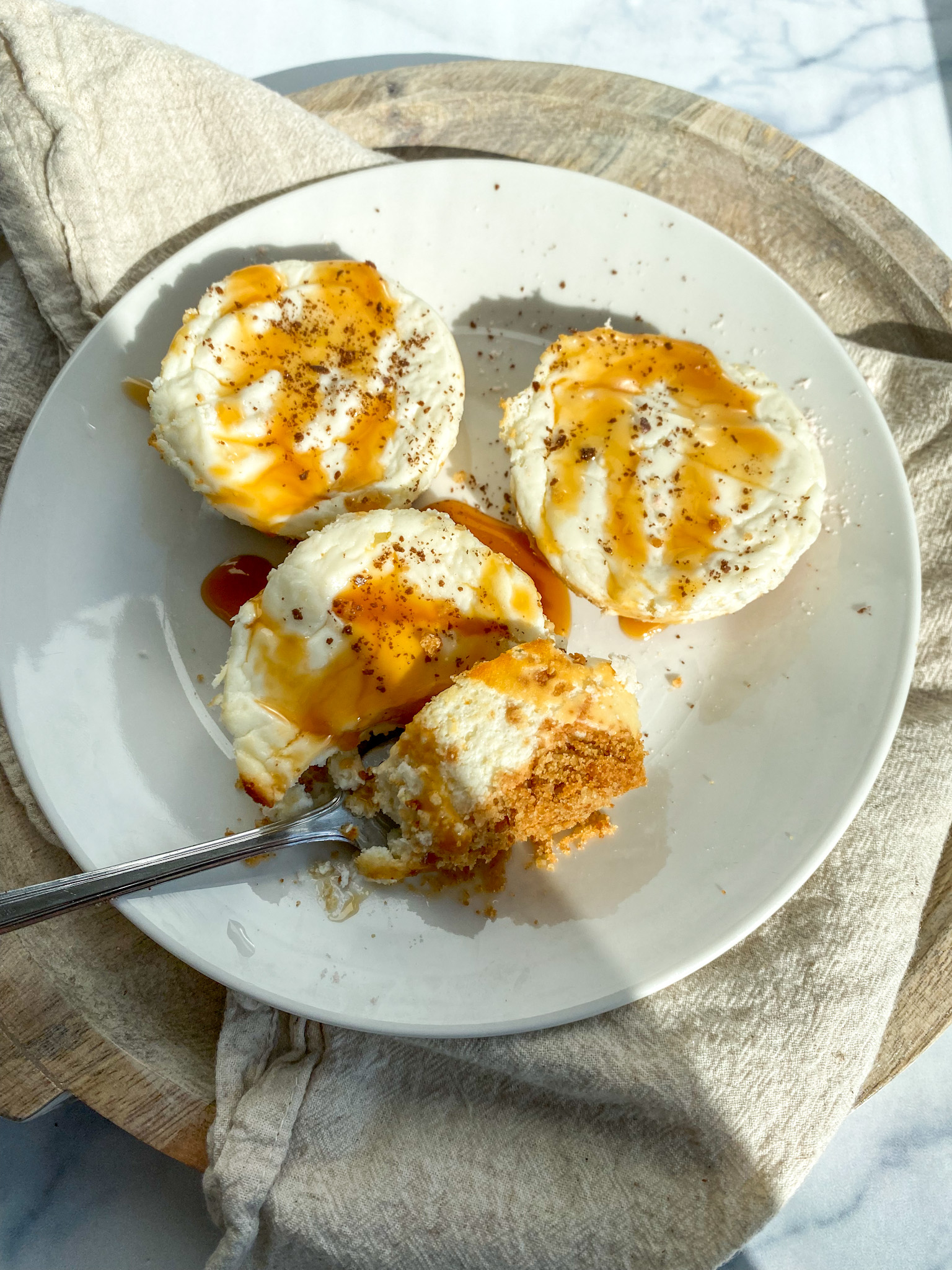 Mini Salted Caramel Cheesecakes (High Protein)