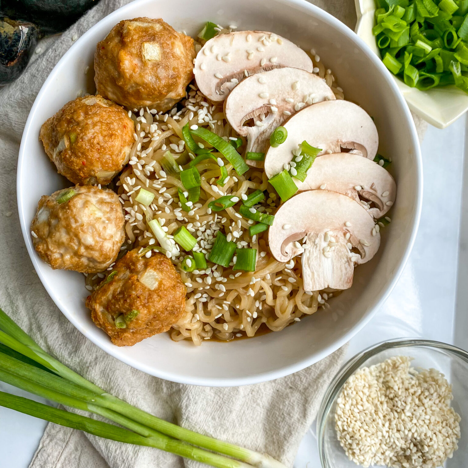 High Protein Meatball Ramen Bowl